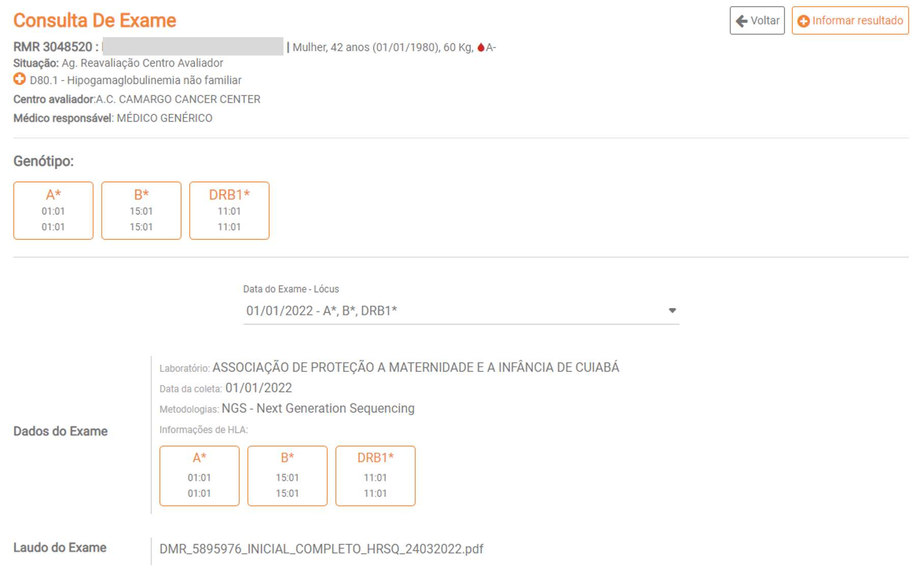 Exames Paciente | REDOMENET - Manual de Utilização